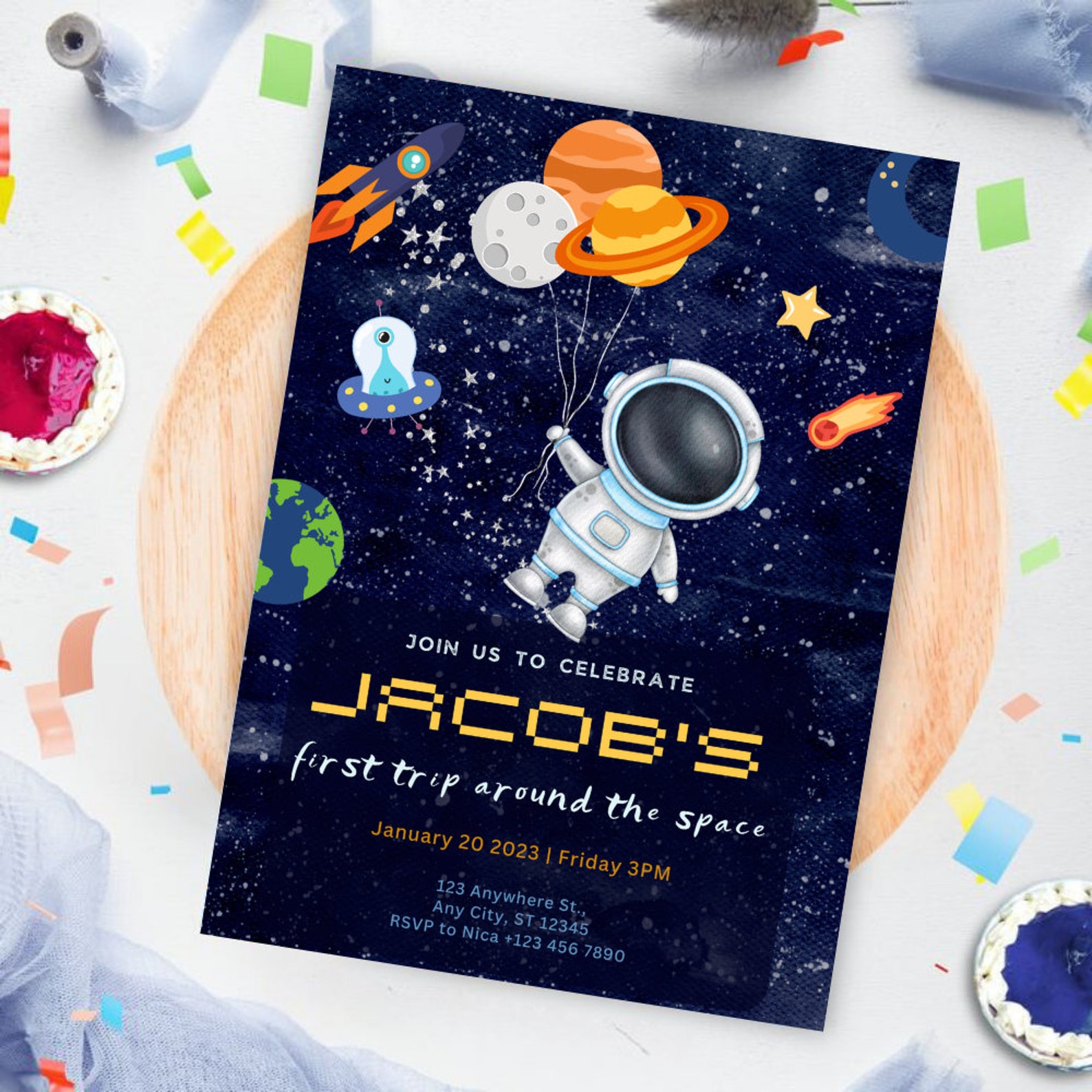 Space Theme Birthday Invitation Editable Printable | Digital Print ...