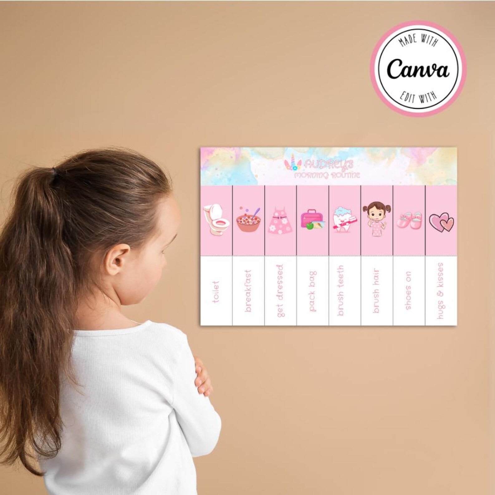 Unicorn Morning Routine Chart: Kids Checklist, Folding Printable (canva ...