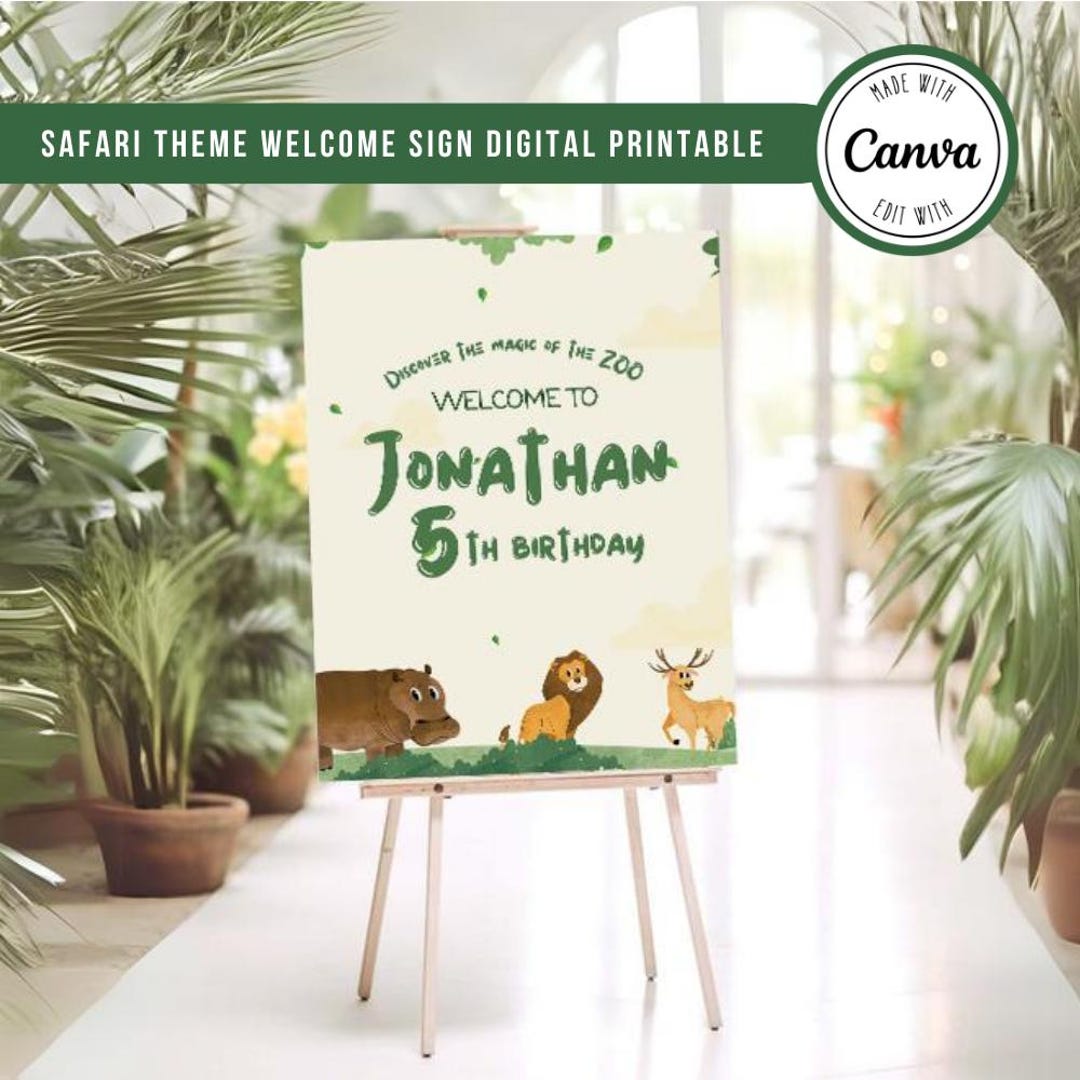 Safari Theme Welcome Sign Digital Printable | Welcome Sign Template ...