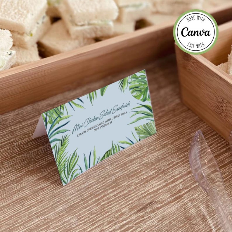 Jungle Theme Food Label Card Digital Printable | Buffet Card Template ...