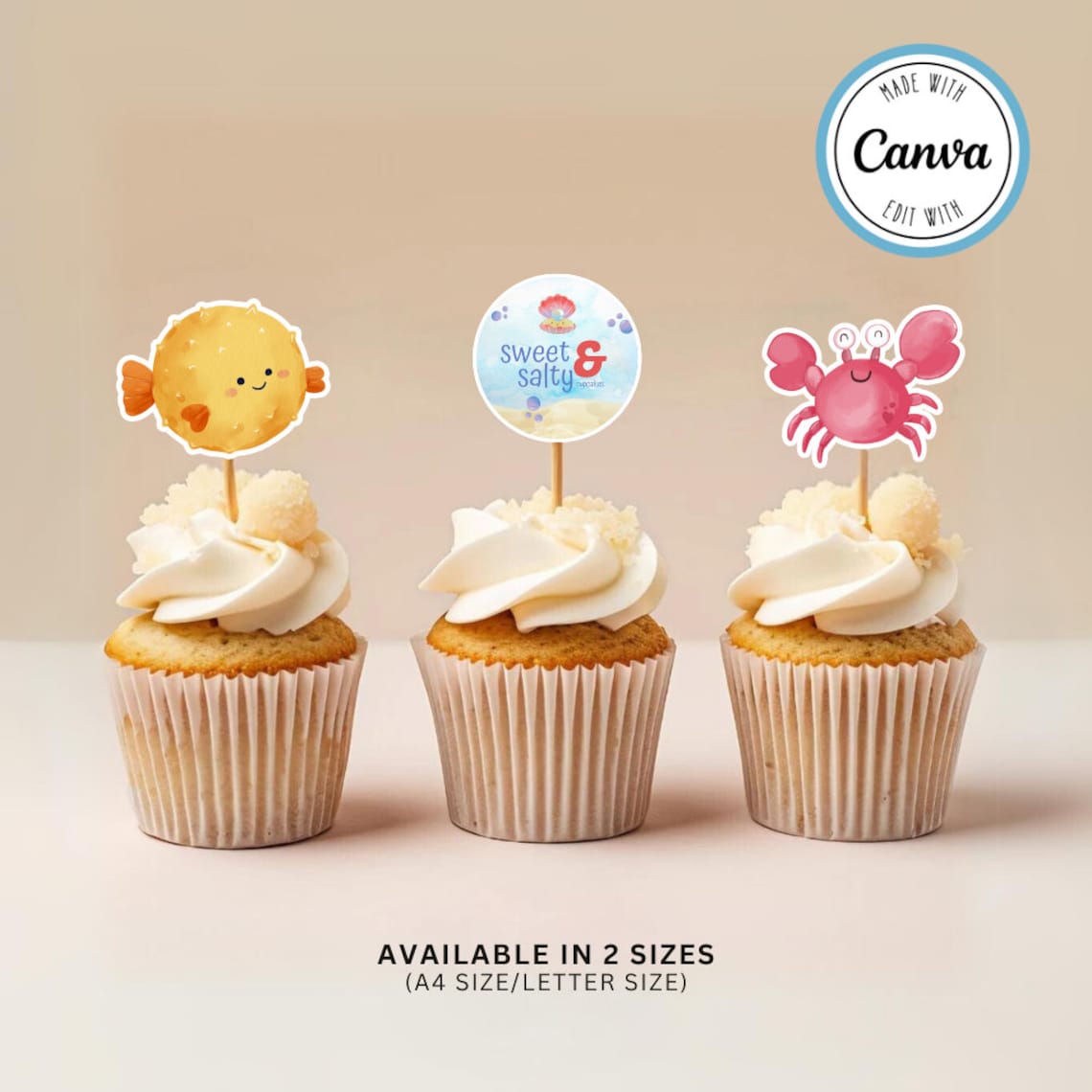 Sea Theme Cupcake Topper | Cupcake Topper Digital Printable | Instant ...