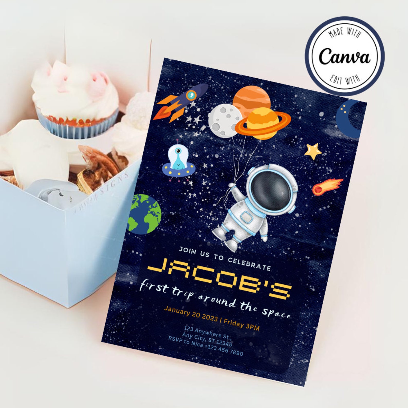 Space Theme Birthday Invitation Editable Printable | Digital Print ...