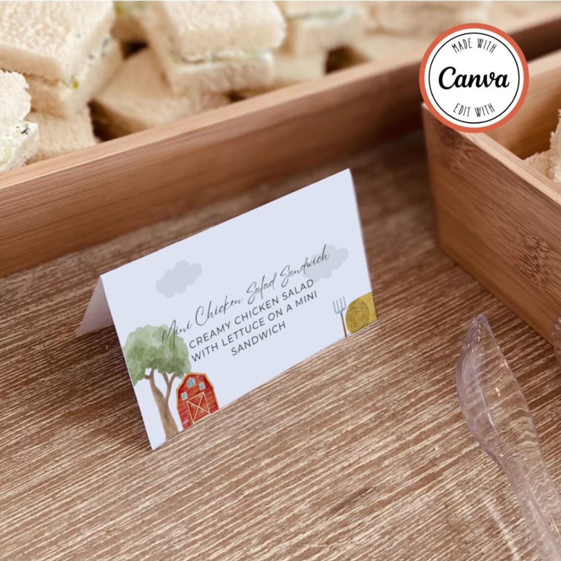 Farm Theme Food Label Card Digital Printable | Buffet Card Template ...