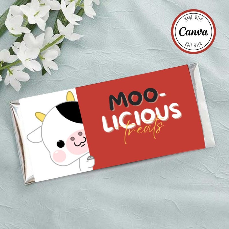 Farm Animal Candy Bar Wrapper: Birthday Party Favors (canva Editable ...