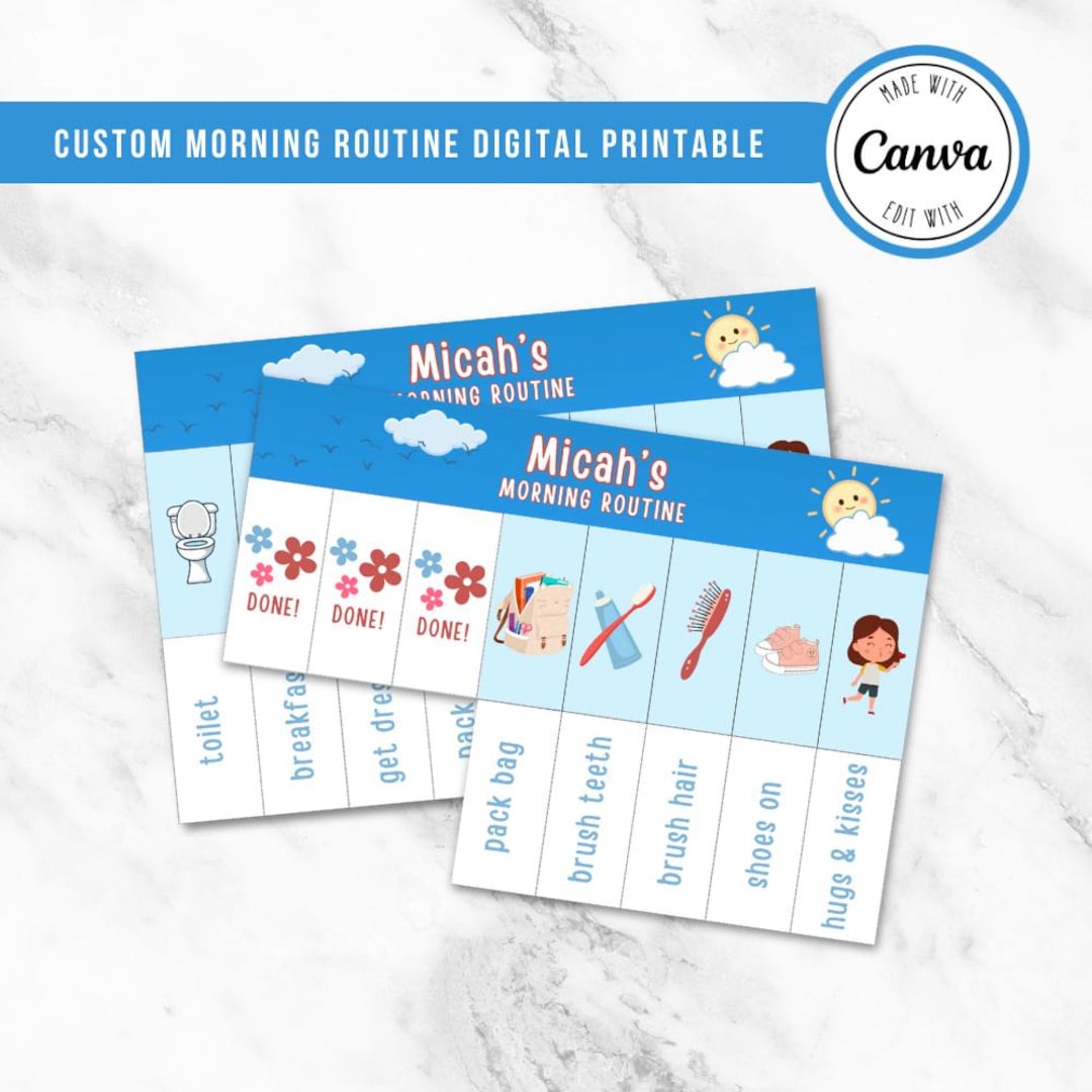 Custom Morning Routine Chart, Folding Digital Printable, Flip Chart ...