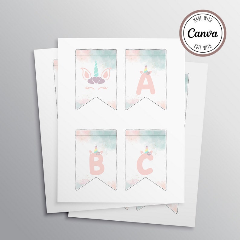 Unicorn Rainbow Bunting Banner | Party Garland (digital Printable) - Etsy