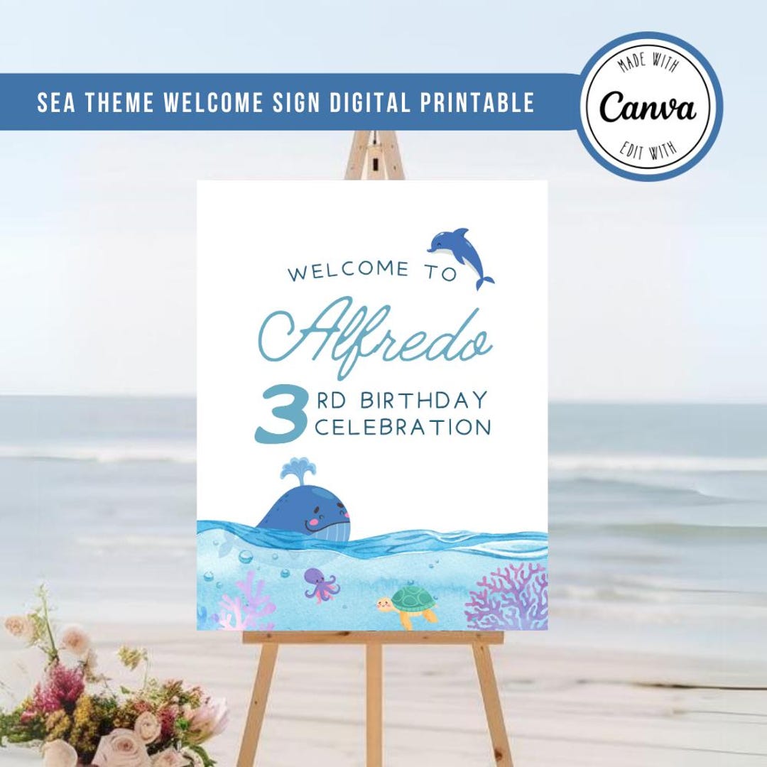Sea Theme Welcome Sign Digital Printable | Welcome Sign Template | Sea ...