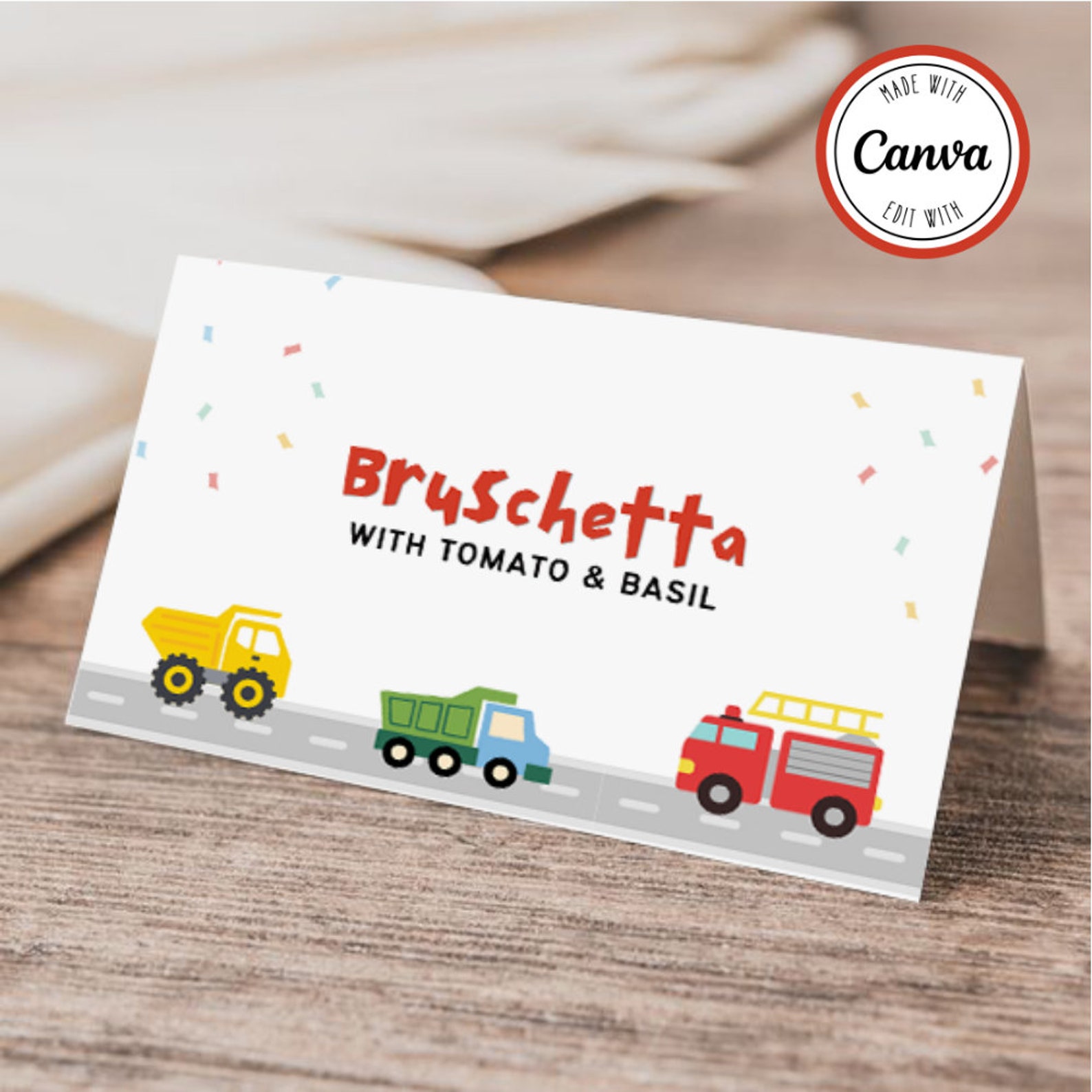 Road Truck Food Label Card Digital Printable | Buffet Card Template ...
