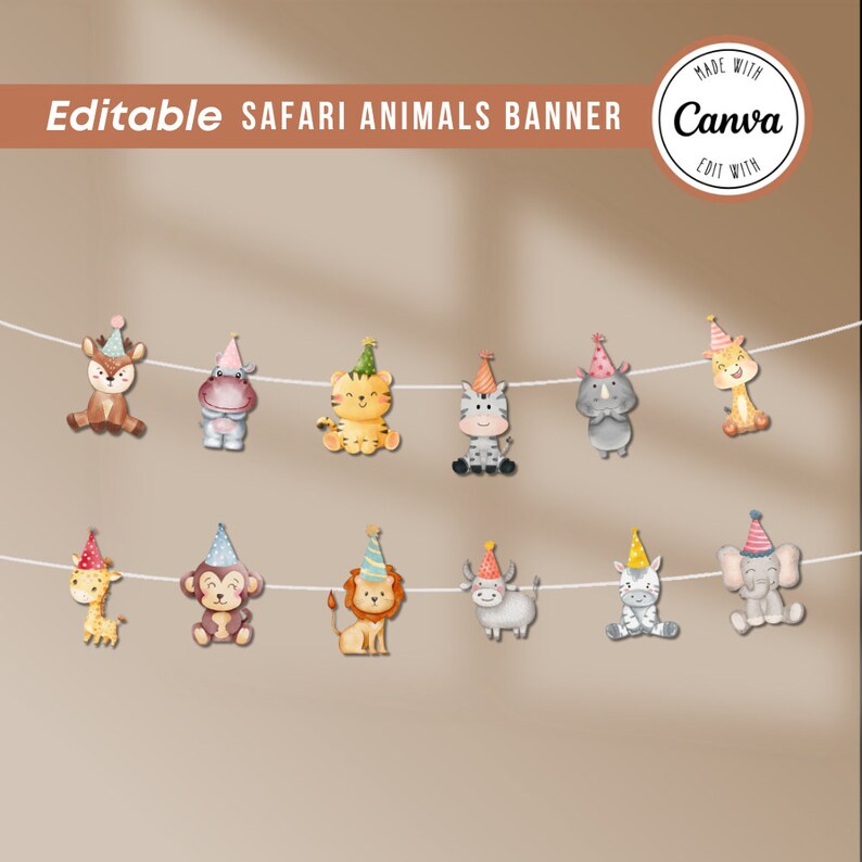 Safari Animals Printable Bunting Banner Digital Printable Instant ...