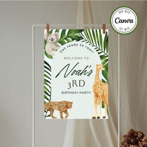 Jungle Theme Welcome Sign Digital Printable | Welcome Sign Template ...