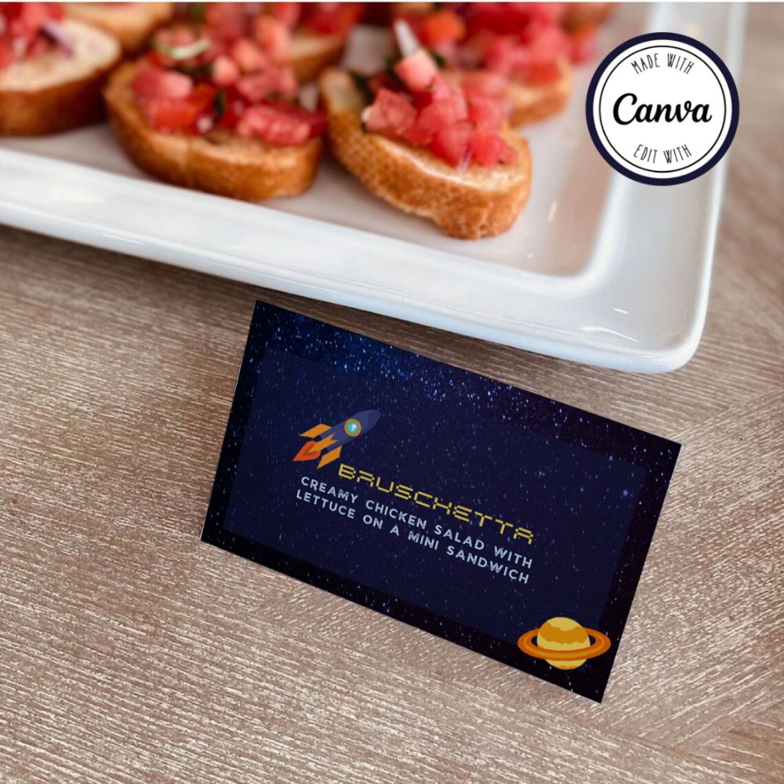 Space Theme Food Label Card Digital Printable | Buffet Card Template ...