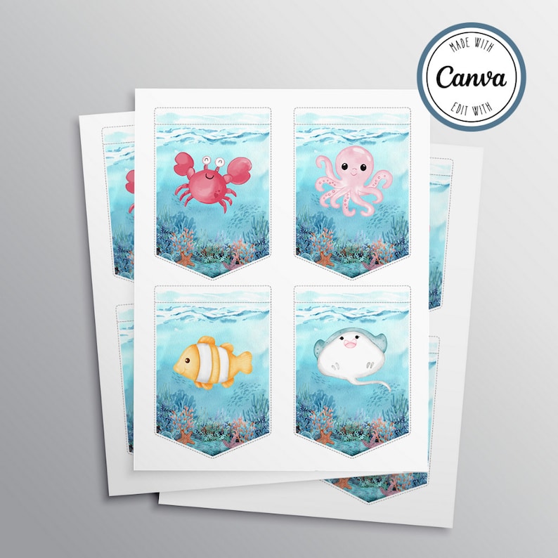 Sea Animals Bunting Banner | Under the Sea Party Decor (digital ...