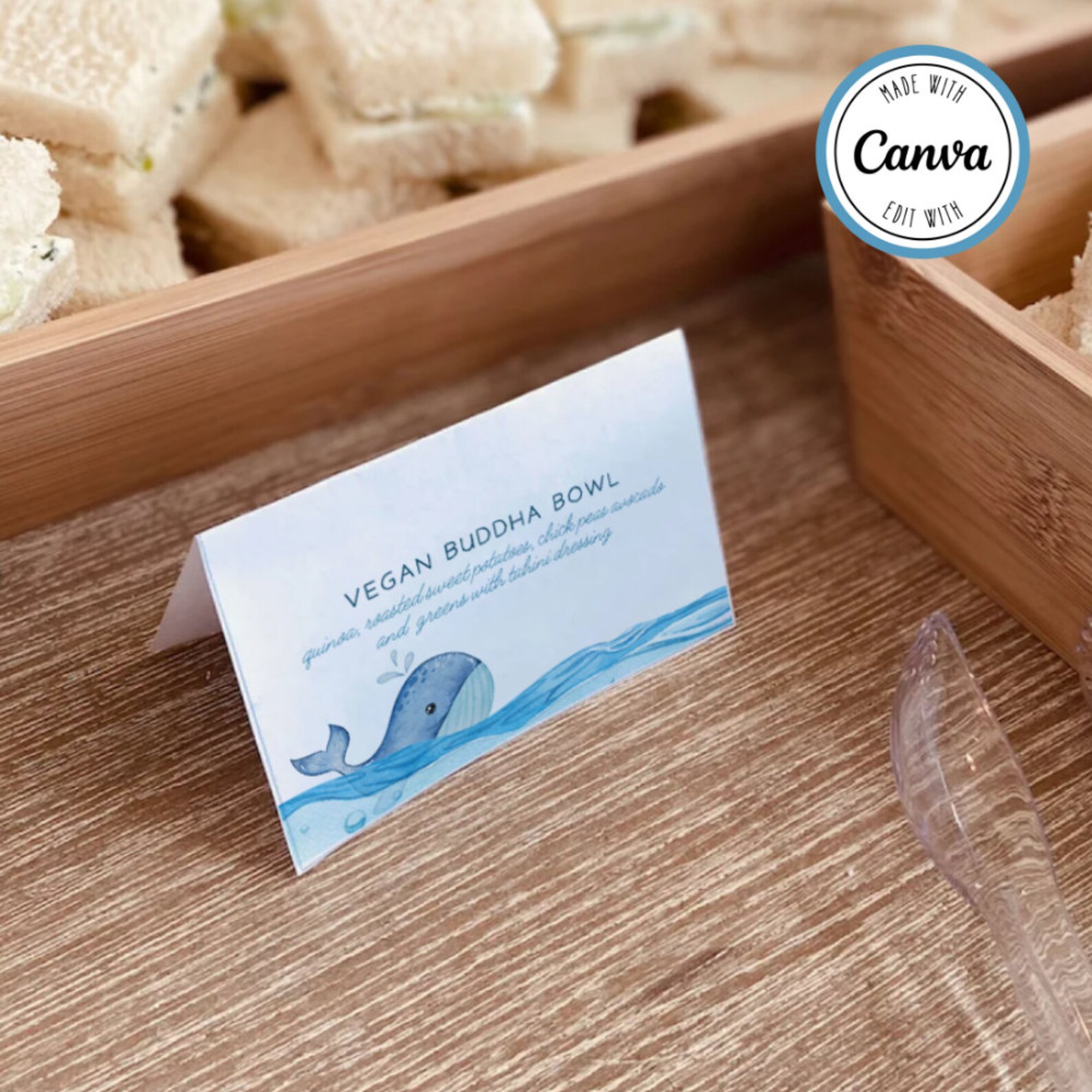 Sea Theme Food Label Card Digital Printable | Buffet Card Template ...