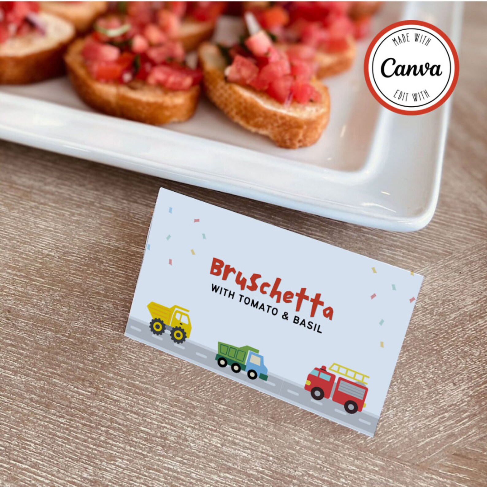 Road Truck Food Label Card Digital Printable | Buffet Card Template ...