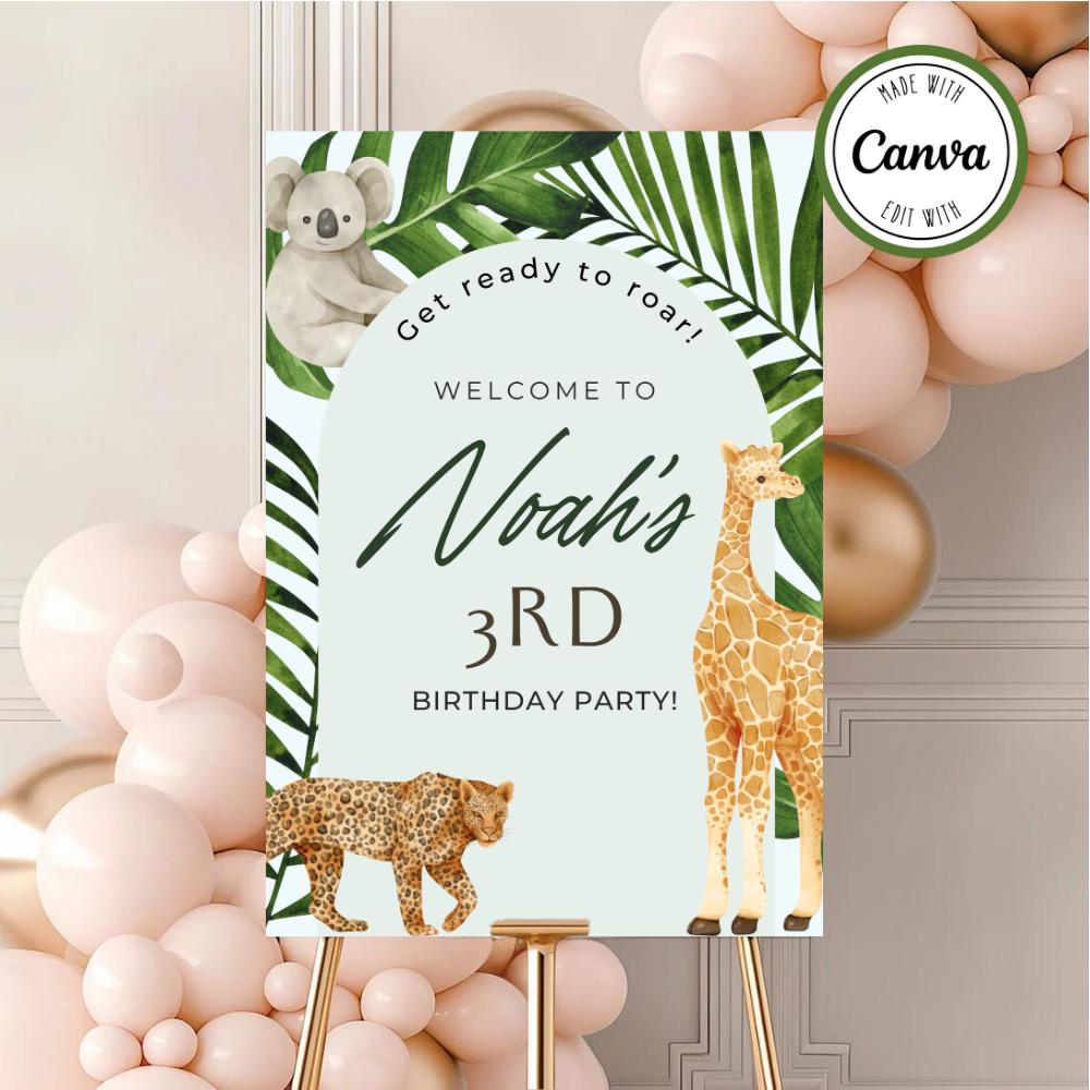 Jungle Theme Welcome Sign Digital Printable | Welcome Sign Template ...
