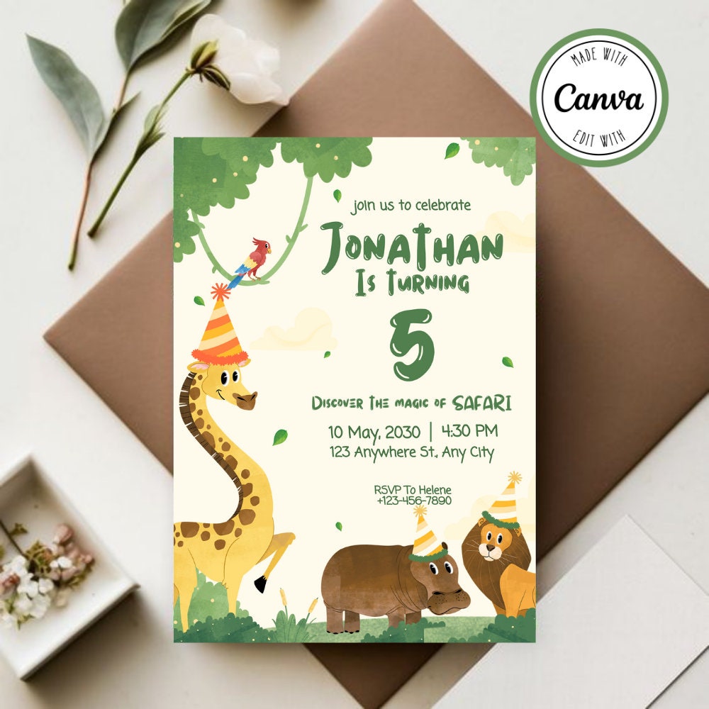 Safari Birthday Invitation | Editable Printable (digital Download) - Etsy