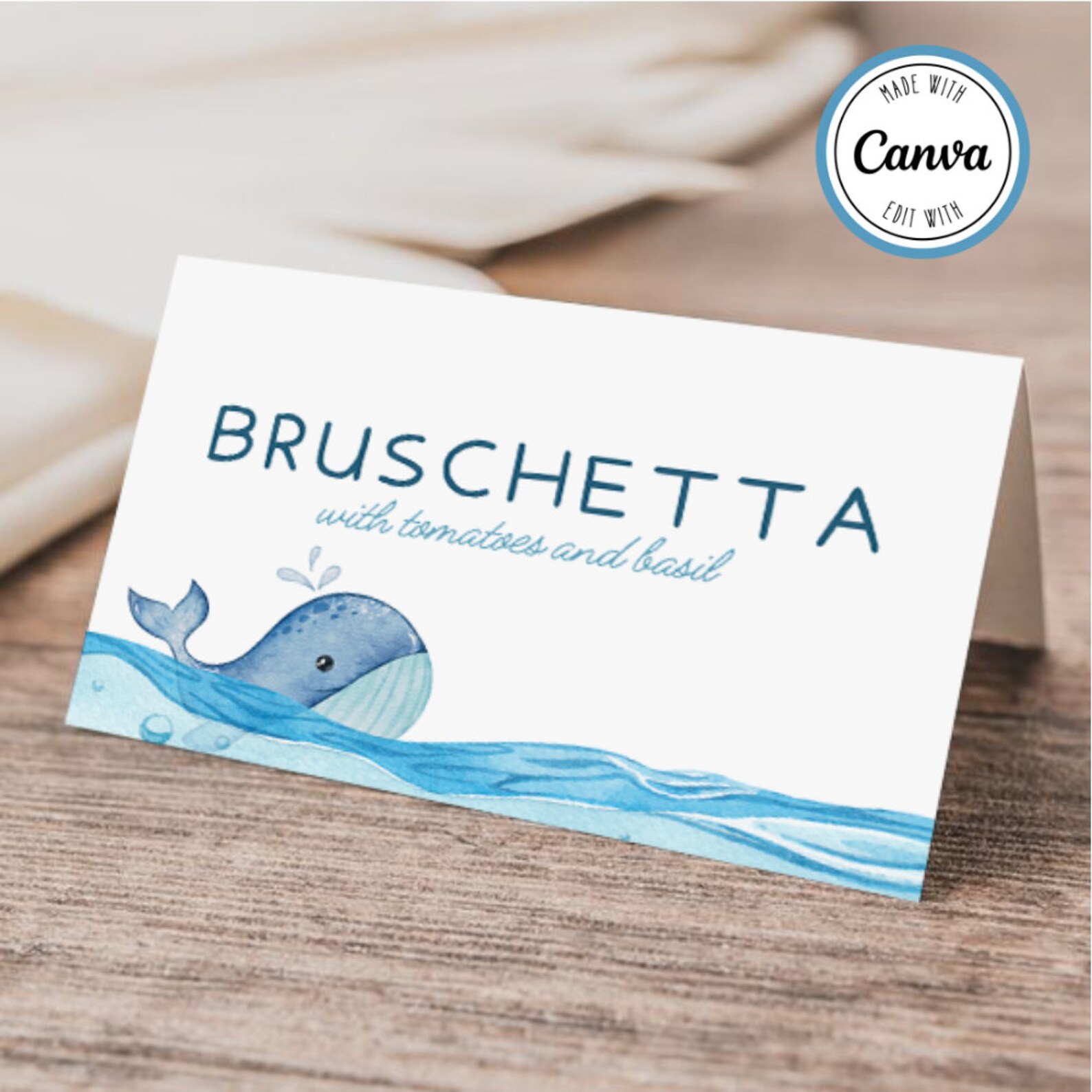 Sea Theme Food Label Card Digital Printable | Buffet Card Template ...