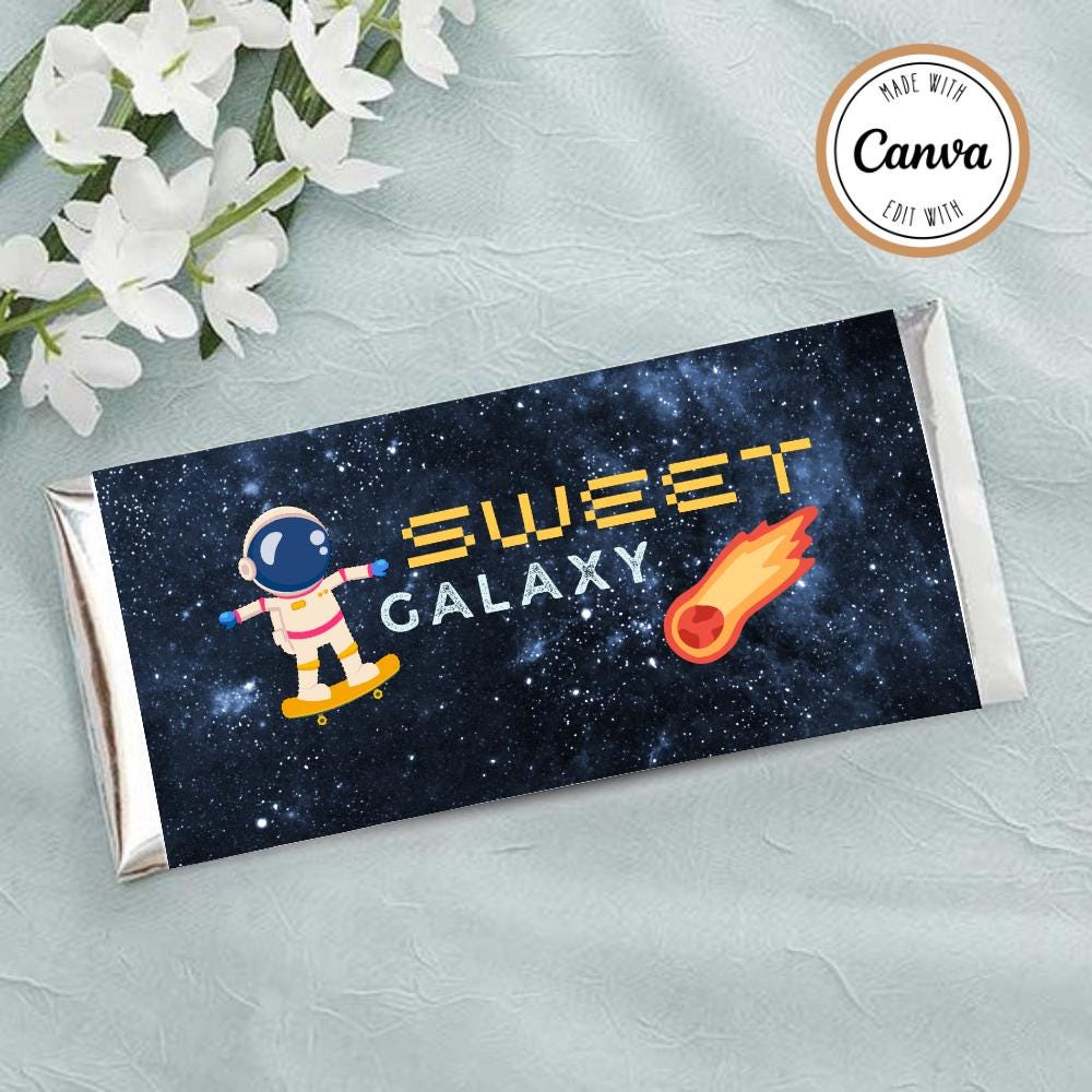 Space Theme Candy Bar Wrapper, Space Birthday Favors, , Space Chocolate ...