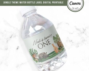 EDITABLE Jungle Water Bottle Label Jungle Birthday Party Jungle Boy ...