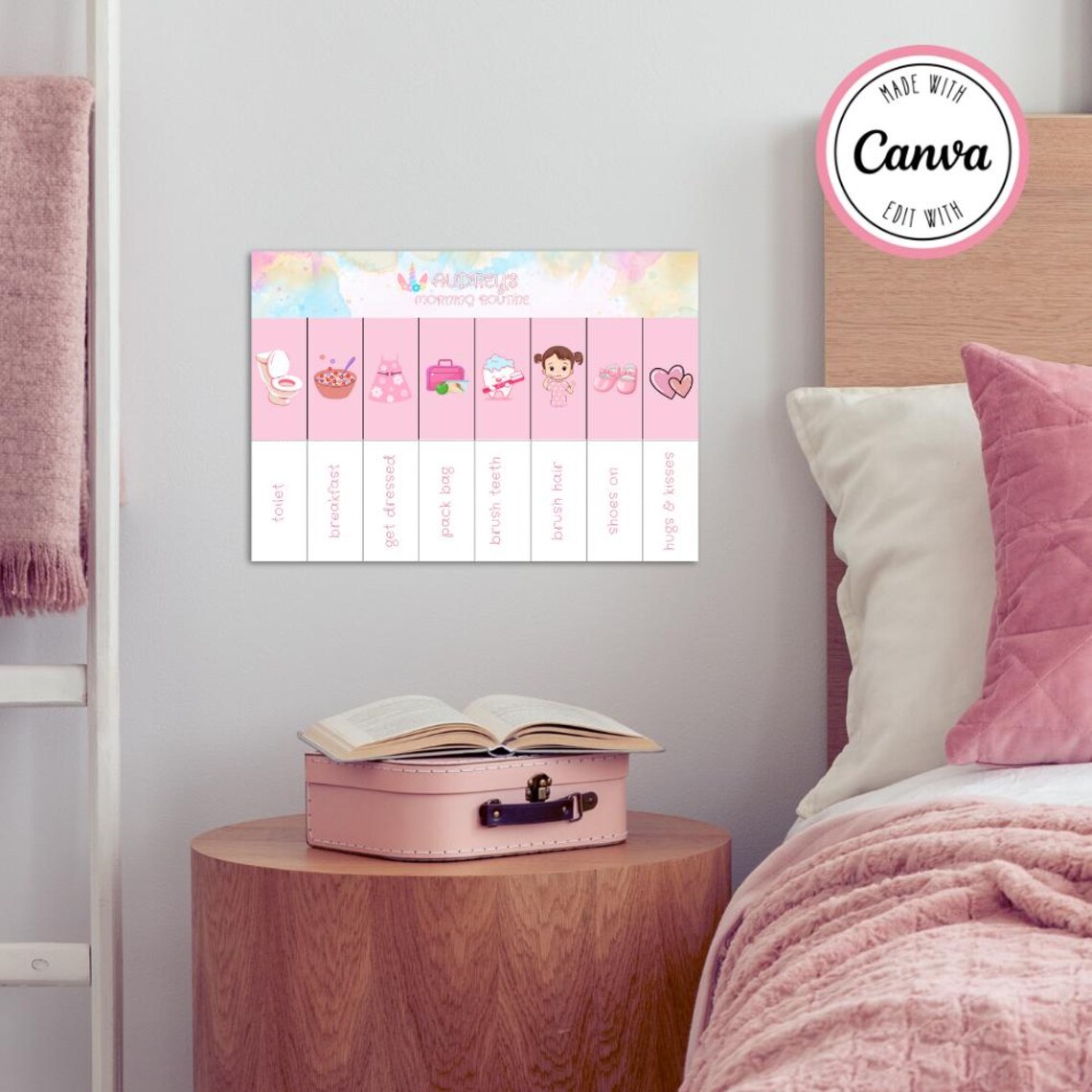 Unicorn Morning Routine Chart: Kids Checklist, Folding Printable (canva ...