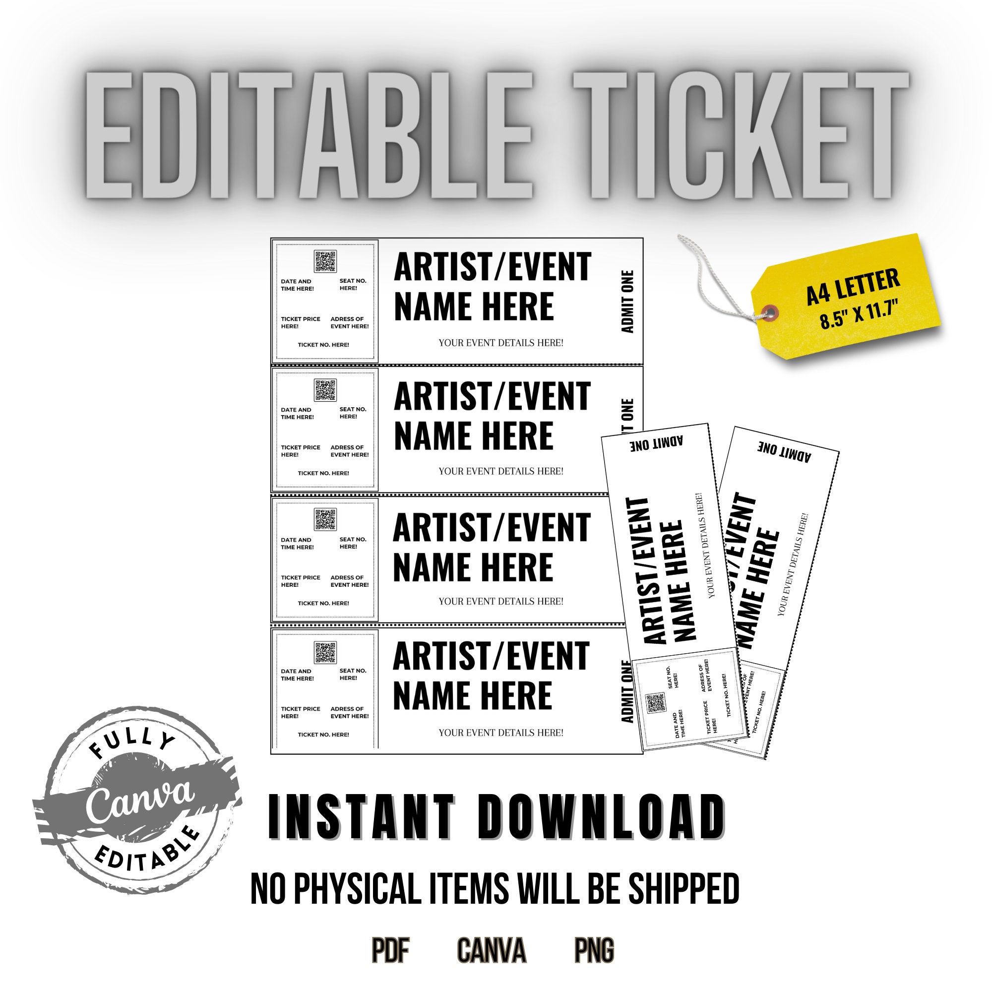 General Ticket Template Instant Download Editable Ticket Concert Event ...