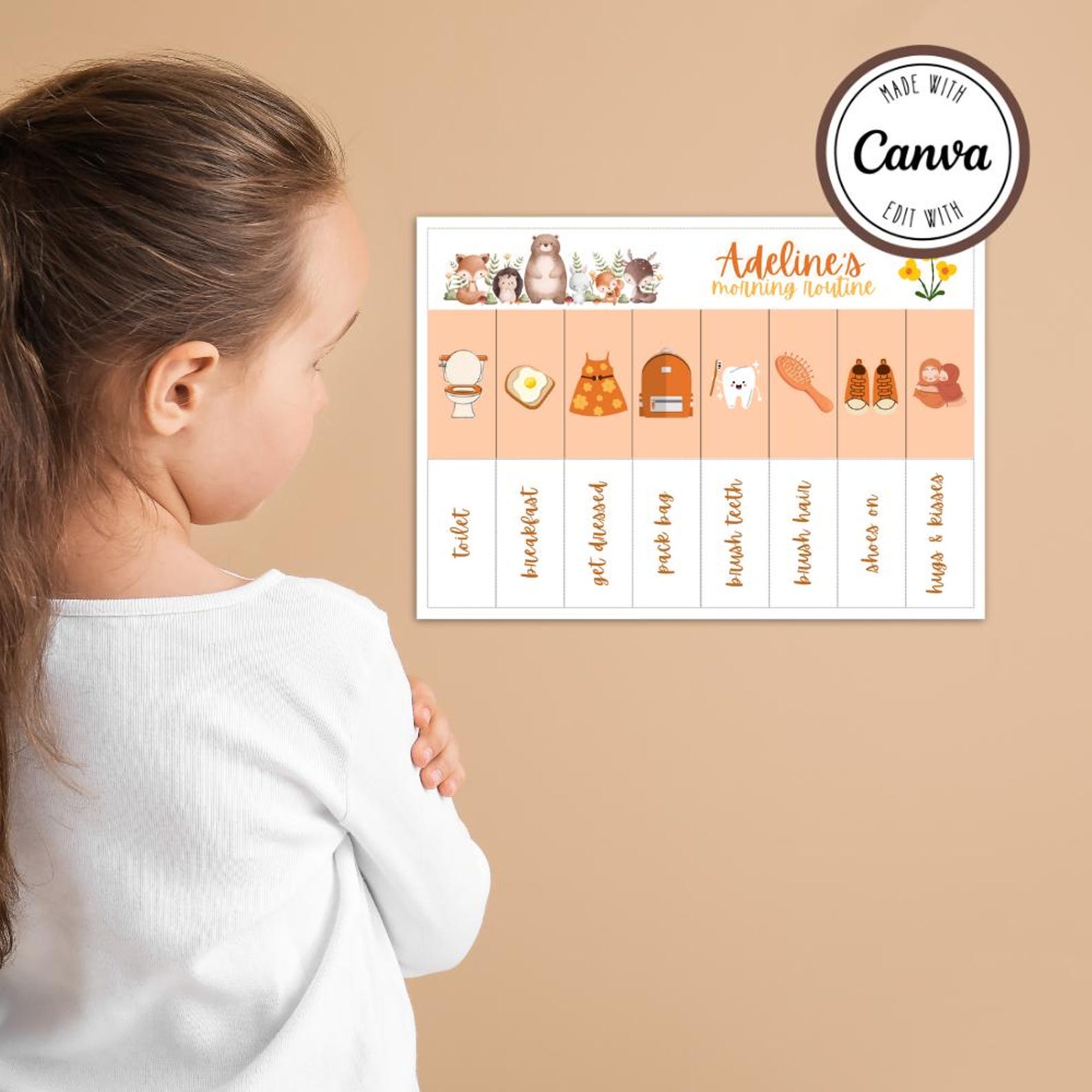 Woodland Theme Morning Routine Chart, Folding Digital Printable, Flip ...