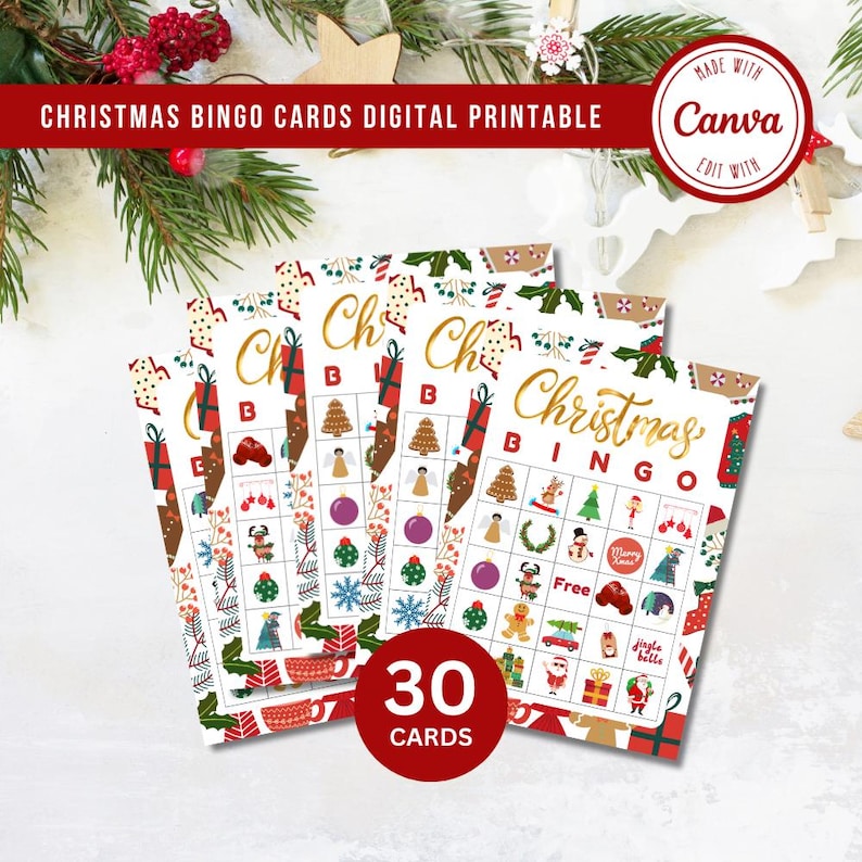 Christmas Bingo Cards, Holiday Party Game (digital Printable) - Etsy
