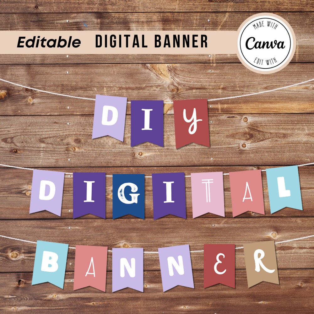 Editable Colorful Bunting Banner | DIY Party Decor (digital Download ...