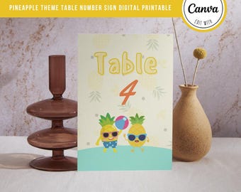 Minimalist Editable Table Number Sign, Modern Birthday Table Card ...