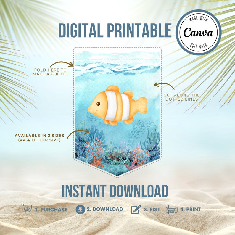 Sea Animals Bunting Banner | Under the Sea Party Decor (digital ...