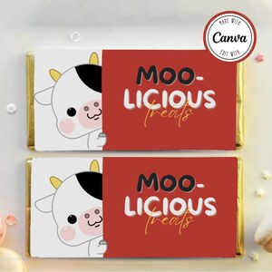 Farm Animal Candy Bar Wrapper: Birthday Party Favors (canva Editable ...