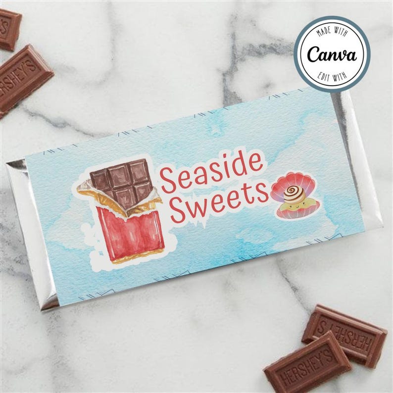 Sea Theme Candy Bar Wrapper: Sea Animals Birthday Favors (canva ...