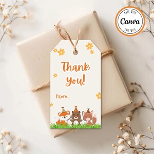 Woodland Animals Thank You Tags | Editable Favor Tags (digital Prints ...
