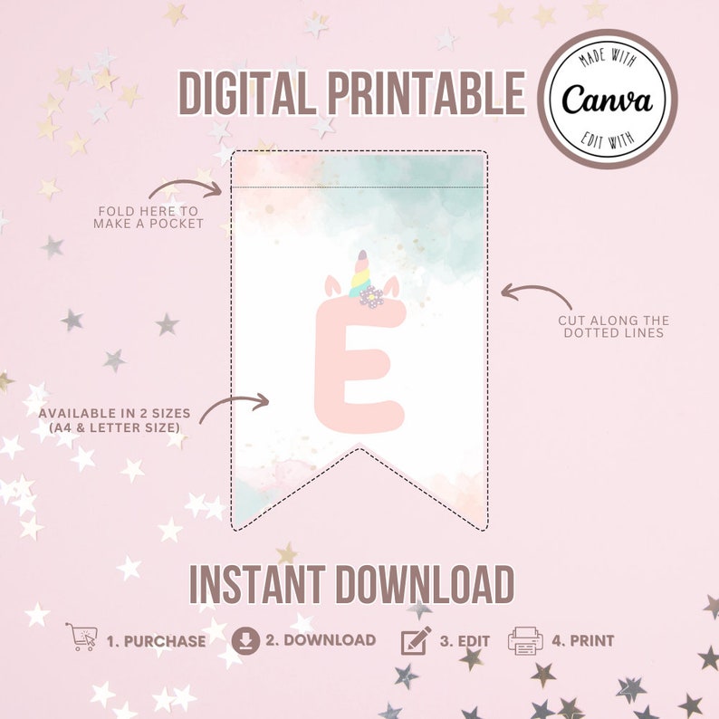 Unicorn Rainbow Bunting Banner | Party Garland (digital Printable) - Etsy