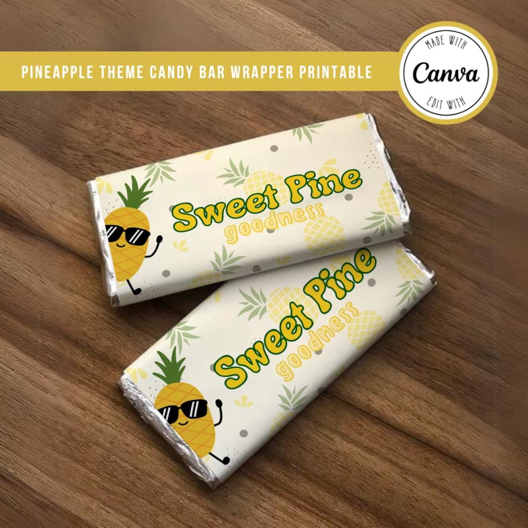 Pineapple Candy Bar Wrapper: Tropical Farm Birthday Favors (digital ...