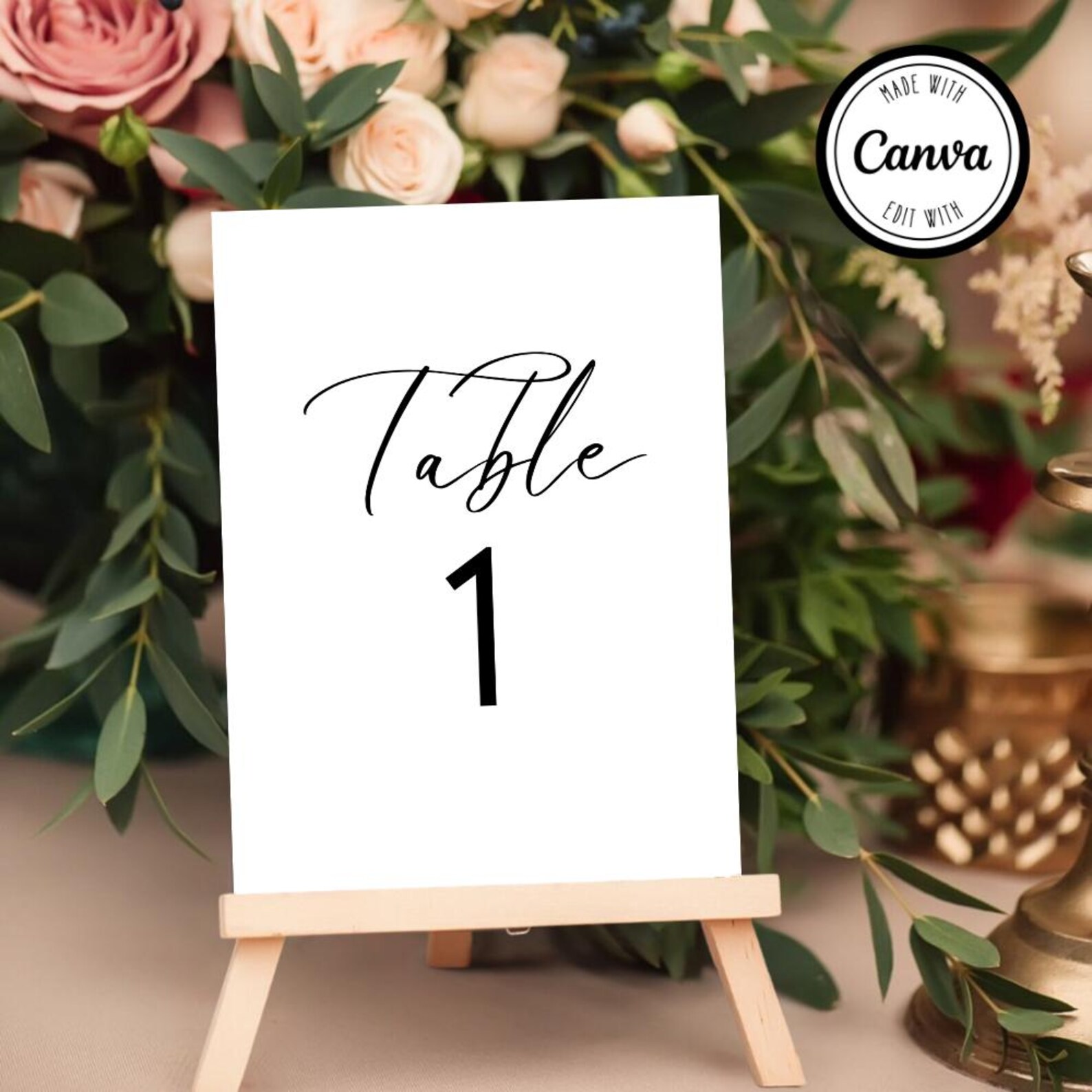 Minimalist Editable Table Number Sign, Modern Birthday Table Card ...