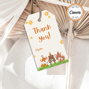 Woodland Animals Thank You Tags | Editable Favor Tags (digital Prints ...