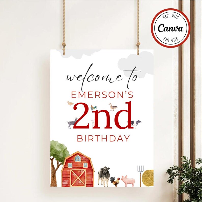 Farm Animals Welcome Sign Digital Printable | Welcome Sign Template ...