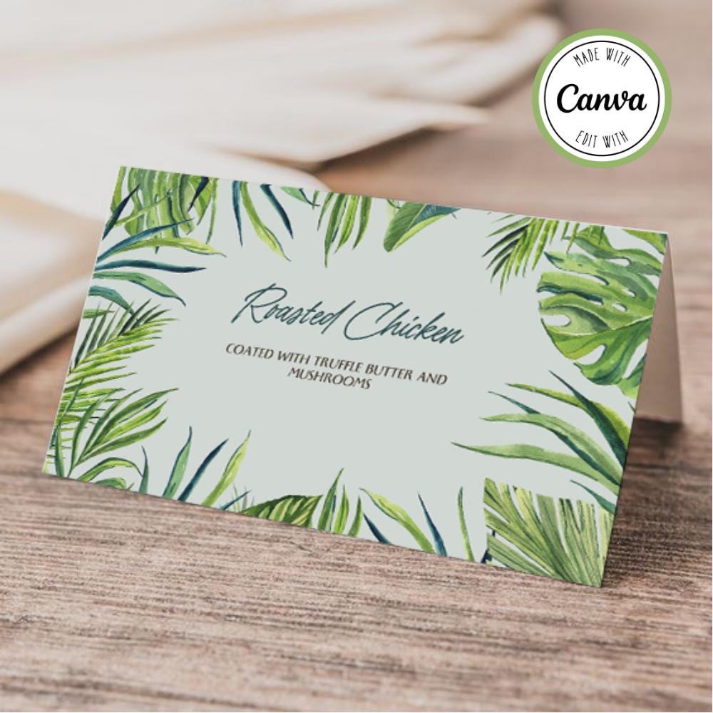 Jungle Theme Food Label Card Digital Printable | Buffet Card Template ...