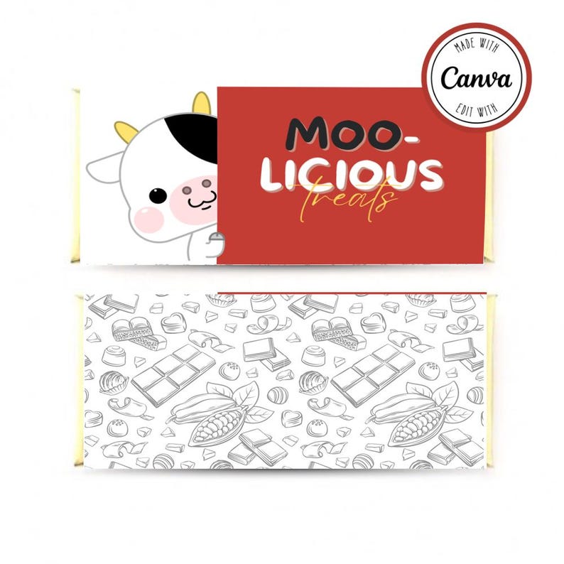 Farm Animal Candy Bar Wrapper: Birthday Party Favors (canva Editable ...