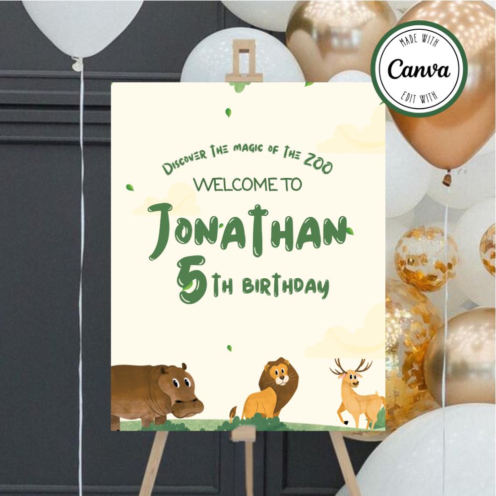 Safari Theme Welcome Sign Digital Printable | Welcome Sign Template ...