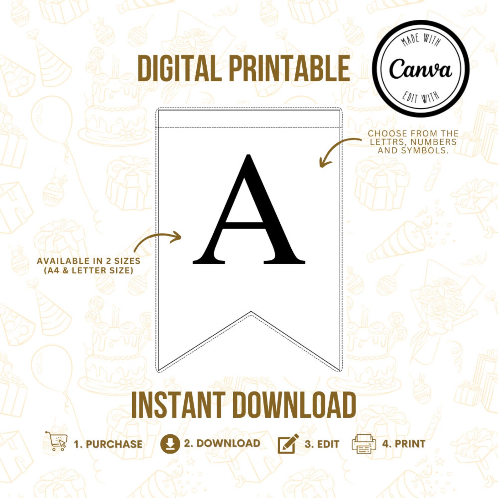 Modern Minimalist Printable Bunting Banner | Digital Printable ...