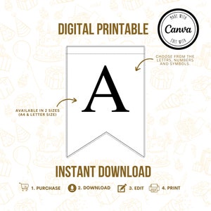 Minimalist Printable Bunting Banner | Editable Event Decor (digital ...