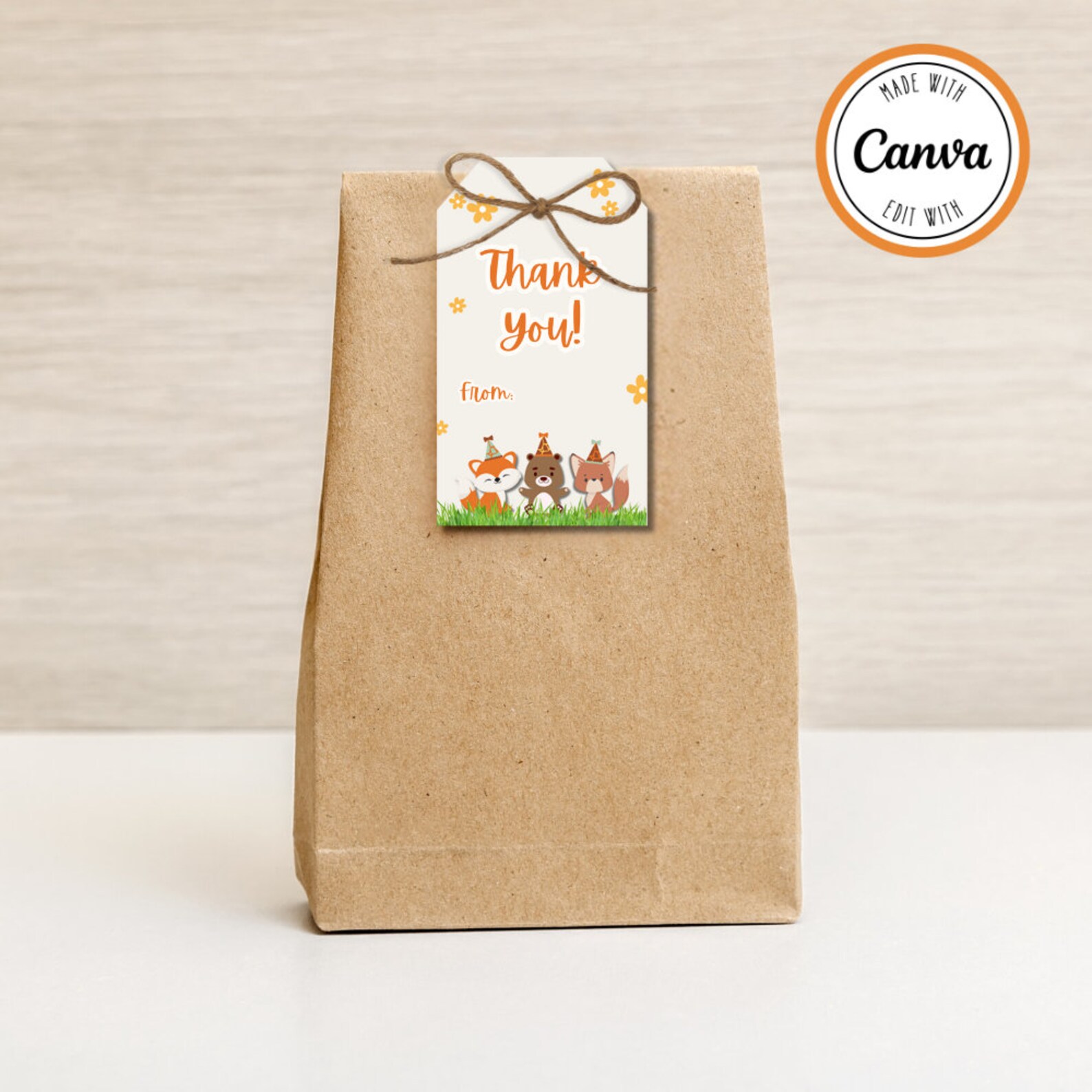 Woodland Animals Thank You Tags | Favor Tags Editable Printable ...