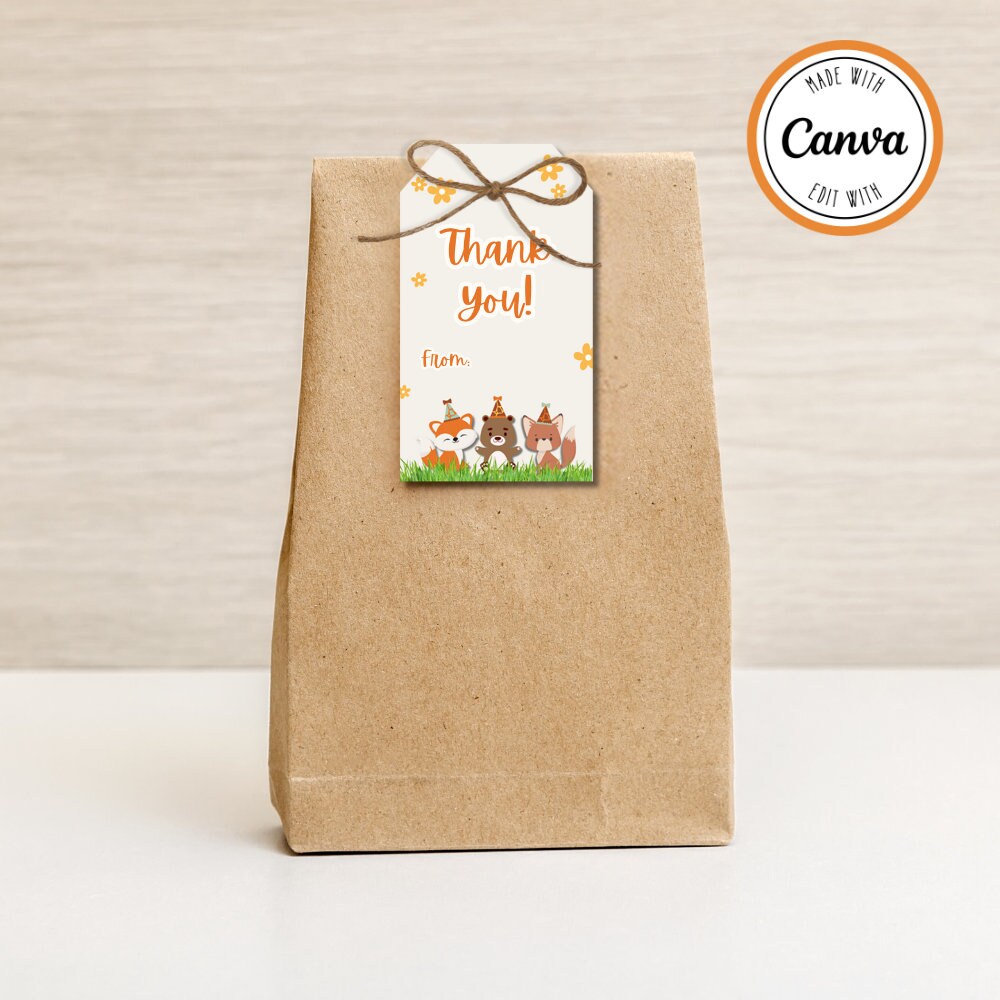 Woodland Animals Thank You Tags | Editable Favor Tags (digital Prints ...