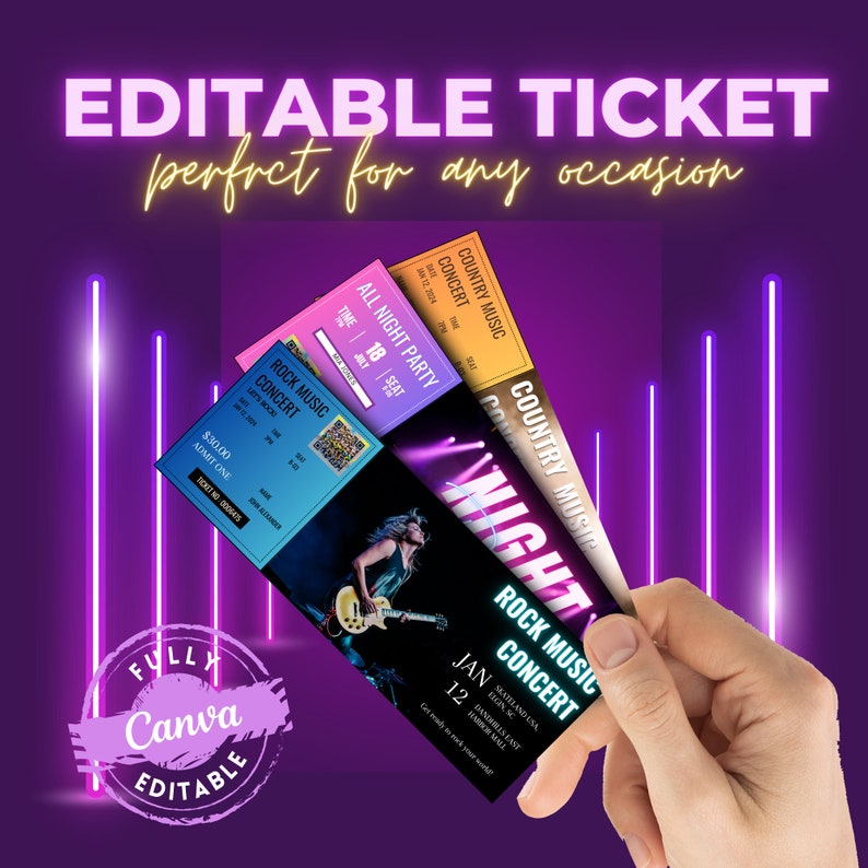 Editable Rock Concert Ticket | Instant Download With Editable Text ...