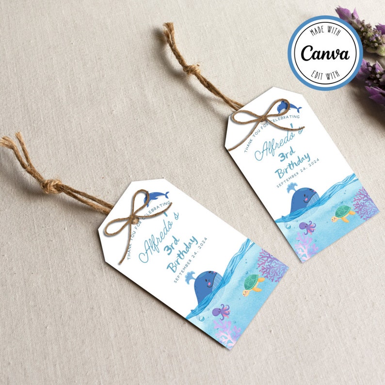 Sea Theme Favor Tags: Editable Ocean Thank You (digital Download) - Etsy