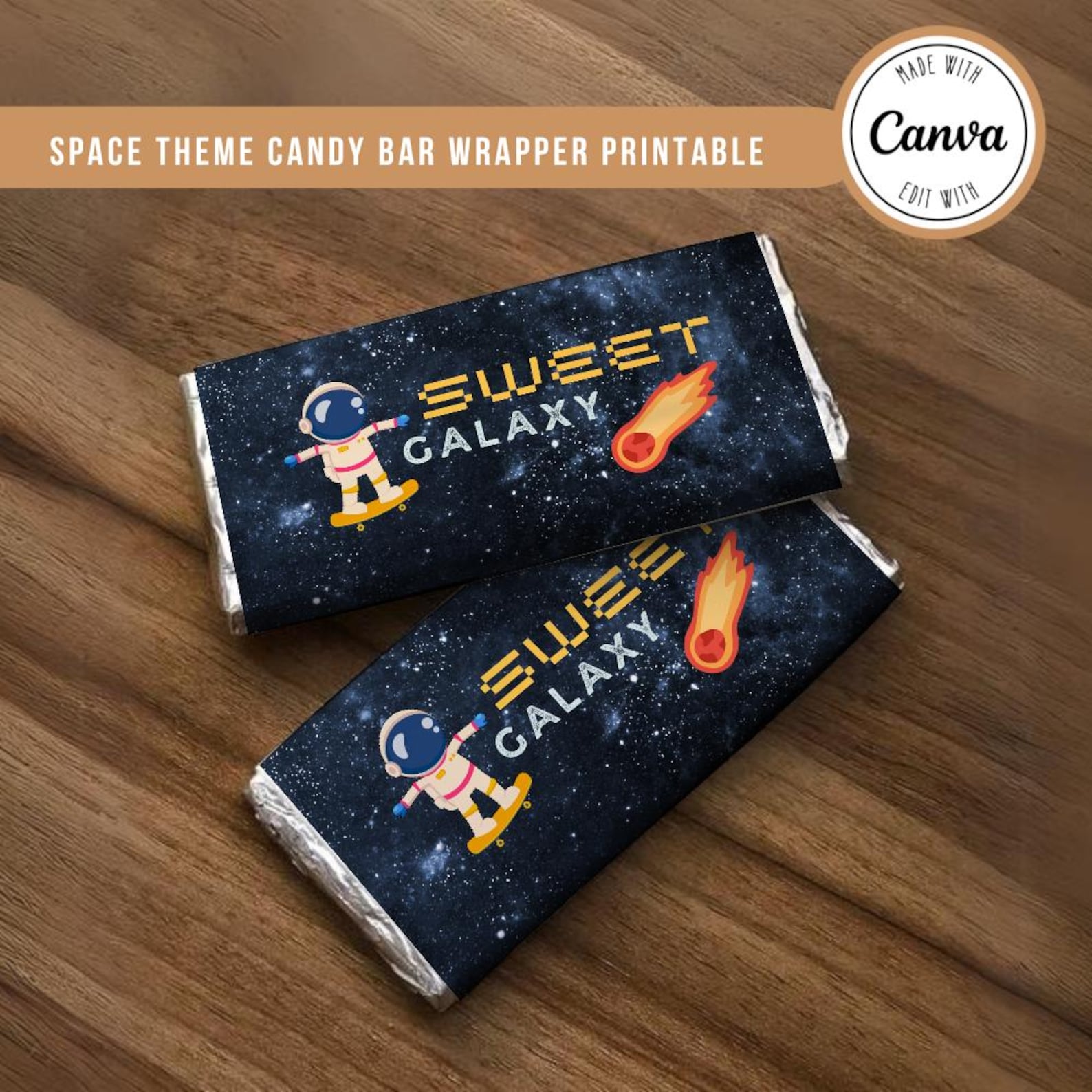 Space Theme Candy Bar Wrapper, Space Birthday Favors, , Space Chocolate ...