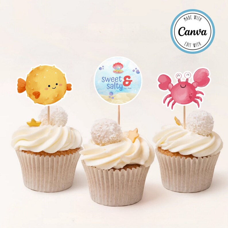 Sea Theme Cupcake Topper | Under the Sea Birthday (digital Printable ...