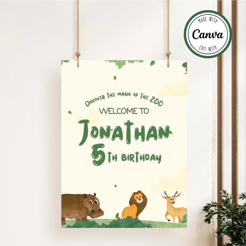 Safari Theme Welcome Sign Digital Printable | Welcome Sign Template ...